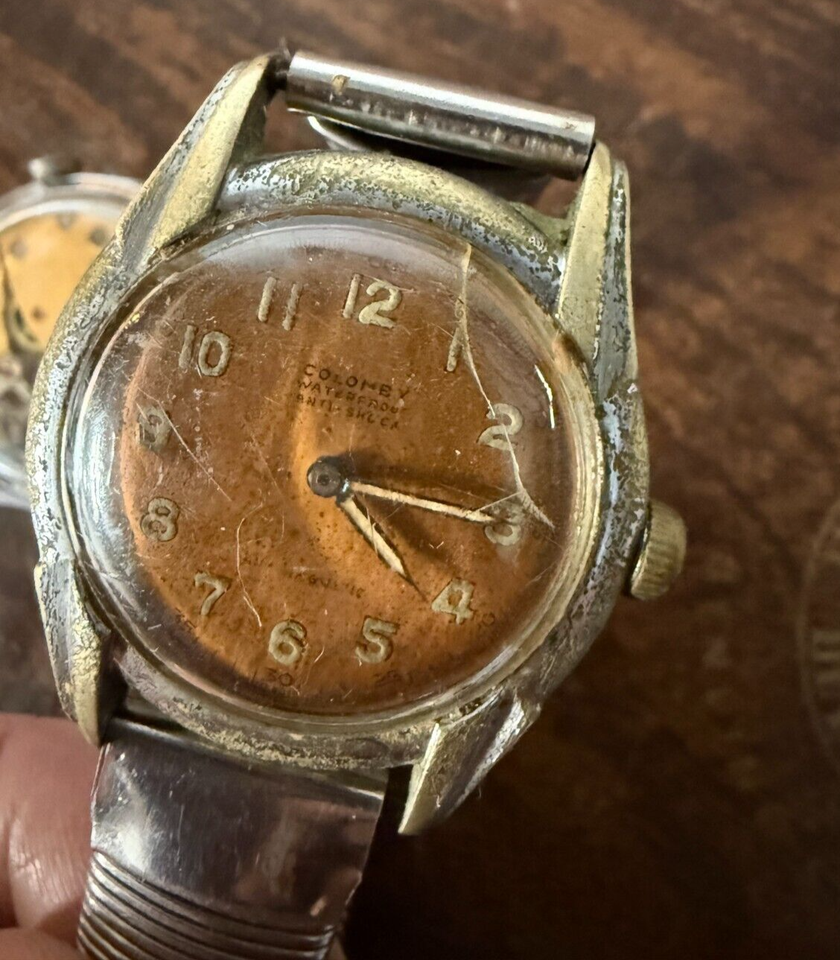 Vintage 1950's 40's Men's Colomby Military Watch Waterproof w ...