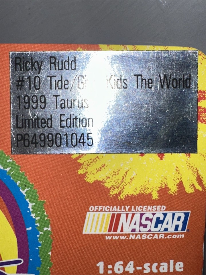 1999 Action NASCAR Ricky Rudd #10 Tide Give Kids The World Limited ...