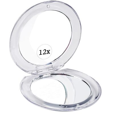 MIRRORVANA Small 12X Magnifying Travel Makeup Mirror, Dual-Sided 12X/1X ...