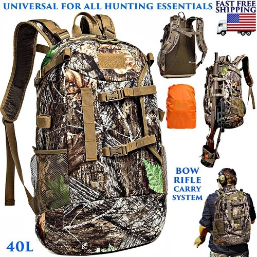 40L HUNTING BACKPACK BOW RIFLE GUN BAG WATERPROOF CAMO HUNTING BAG RAIN ...