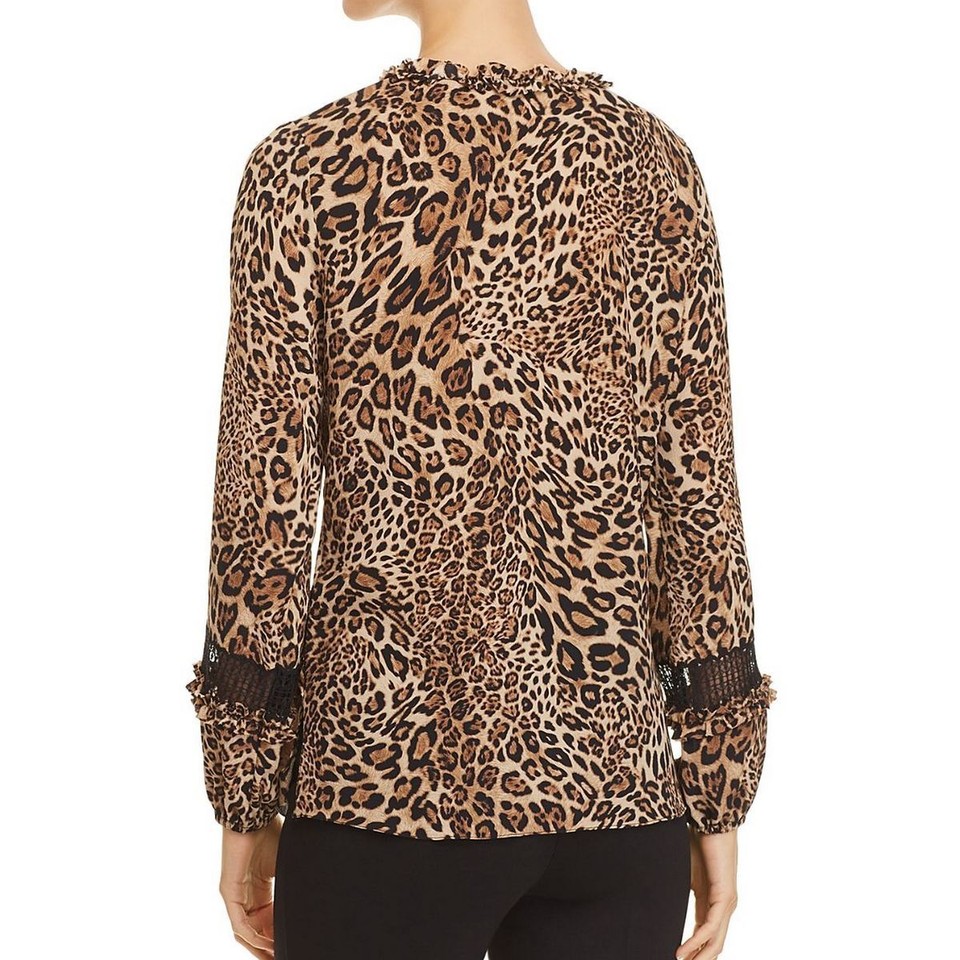 LE GALI NEW Women's Reed Leopard-print Lace-inset Blouse Shirt Top TEDO ...