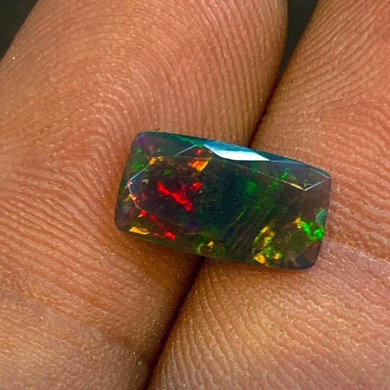 Ethiopian Opals Top Grade Faceted Cut Rectangle Shape Multi Flashy Fire ...