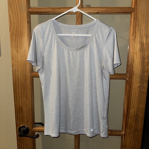 Nike Dri Fit Tee Shirt Womens Med Light Gray Dri Fit Scoop Neck | eBay