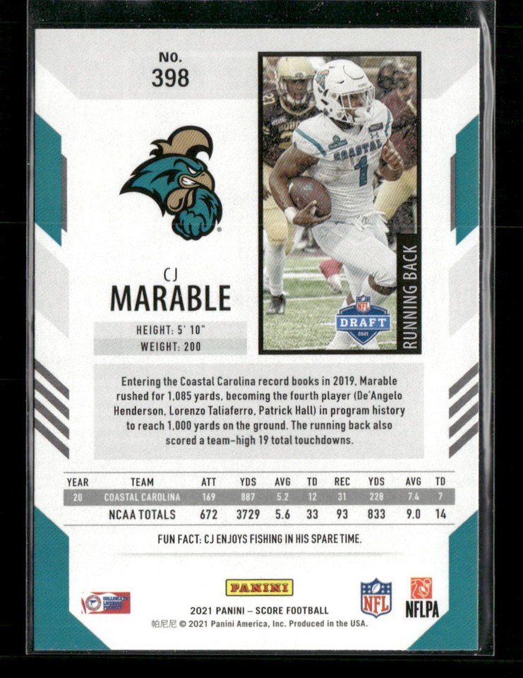 CJ Marable 2021 Score #398 Rookie | eBay