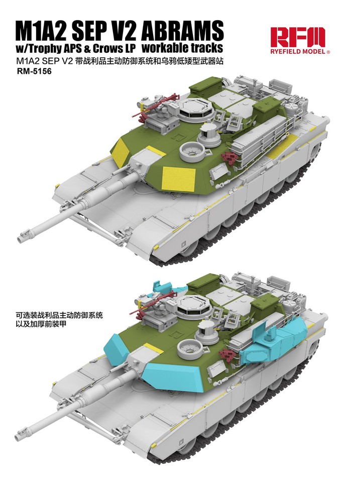 RYE FIELD 5156 1/35 M1A2 SEP V2 ABRAMS w/Trophy APS & Crows Lp Workable ...