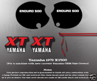 YAMAHA 1979 XT500 TANK SIDE COVER DECAL KIT LIKE NOS - Check side cover ...