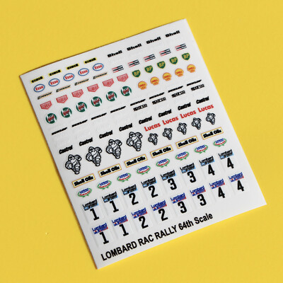RAC RALLY 64th scale Diecast stickers designed to fit Matchbox and ...