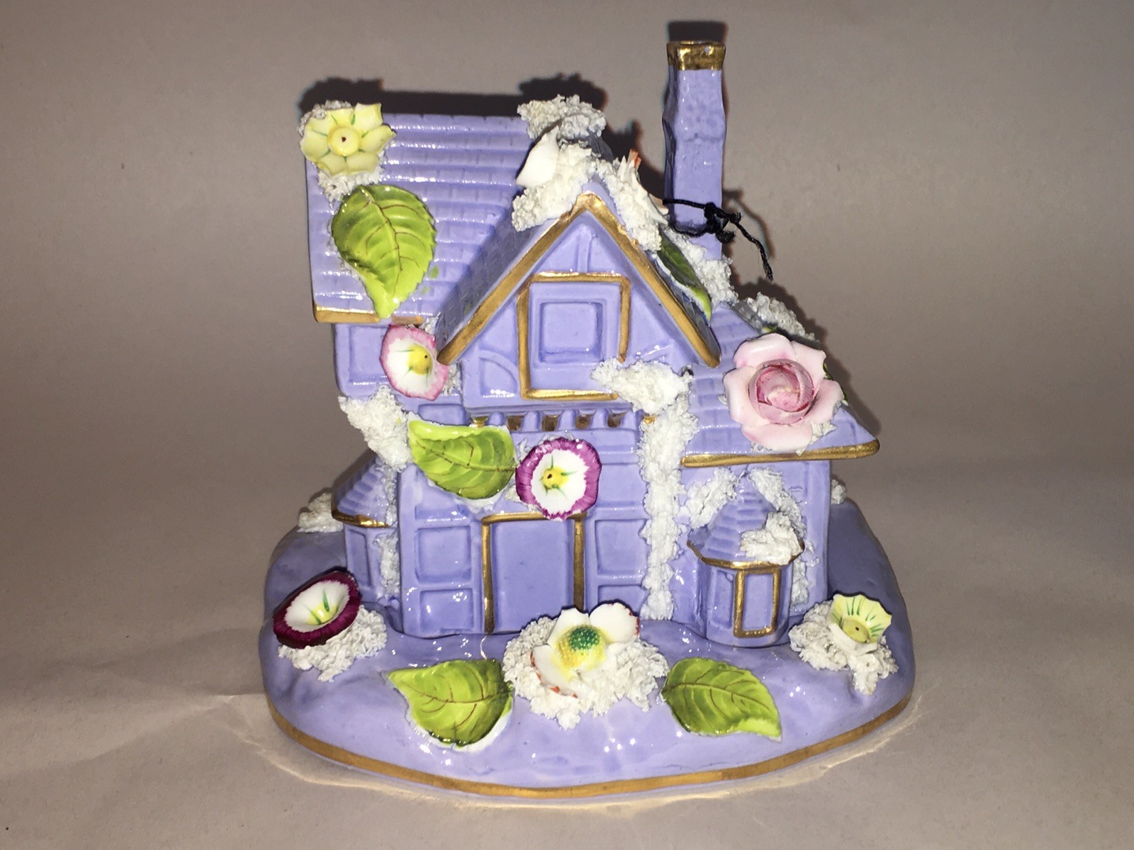 LC4 Antique Staffordshire Lilac Pastille Burner Cottage Flowers 2 Piece ...