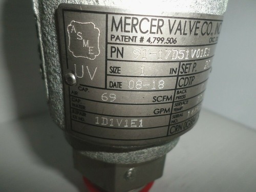 ⭐NEW⭐ MERCER 9100 SERIES 1" X 1" PRESSURE RELIEF VALVE SET 20PSI | eBay