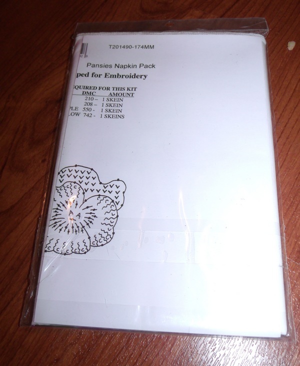 Tobin Stamped Cross Stitch Embroidery Napkins PANSIES 17" Pk of 4 | eBay