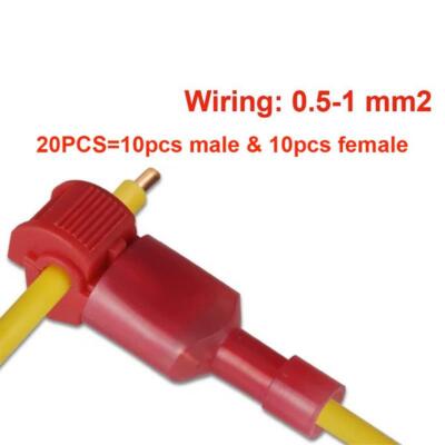 20Pcs Wiring Connector T Shape Terminal Splice Male Female Universal ...