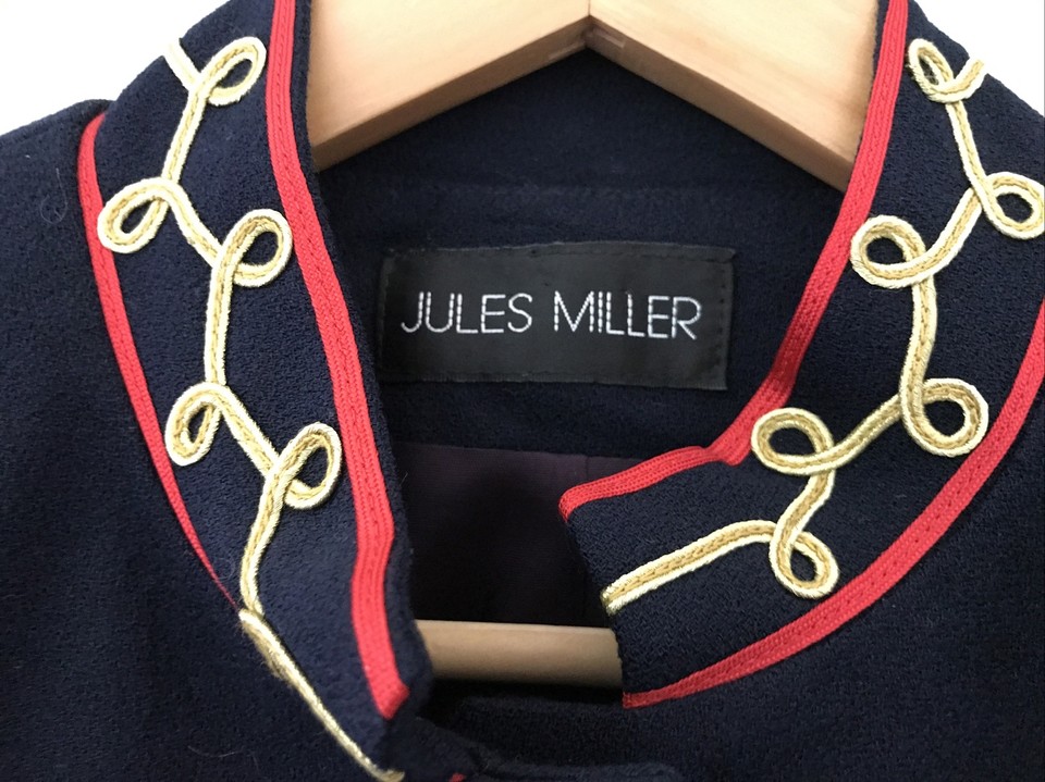 Vintage 90s Jules Miller Navy Blue Brass Button Military Blazer Jacket ...