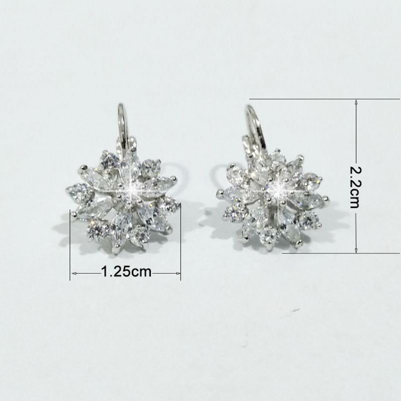 Romantic Clear Stone Flower Crystals Stud Earrings Women Cubic Zirconia ...