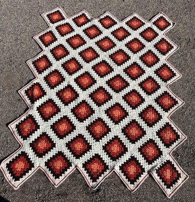 Vintage Granny Square Afghan Crochet Throw Blanket 75” X 70” Orange ...
