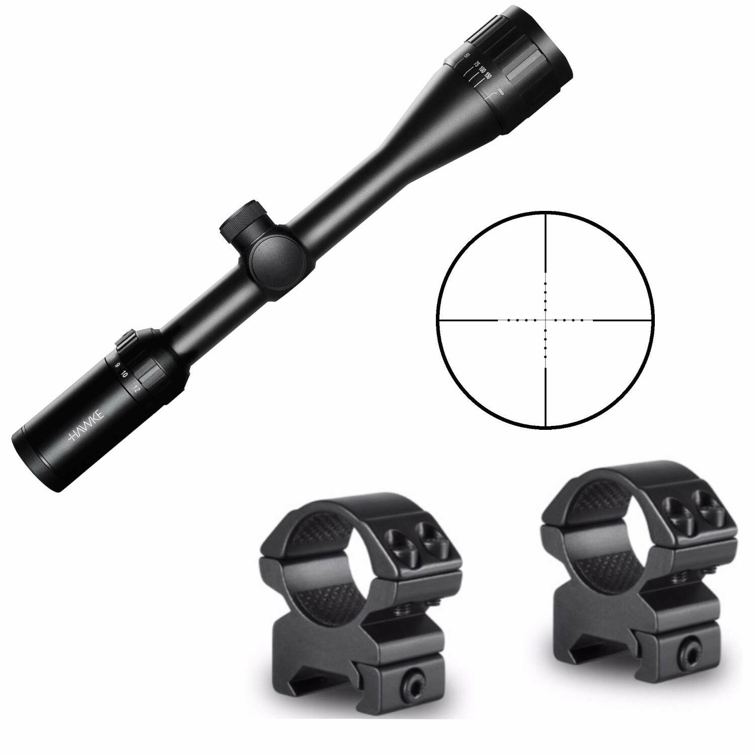 Hawke Vantage Rifle Scope Aluminum Adjustable 1" Tube 4-12×40 AO MIL ...
