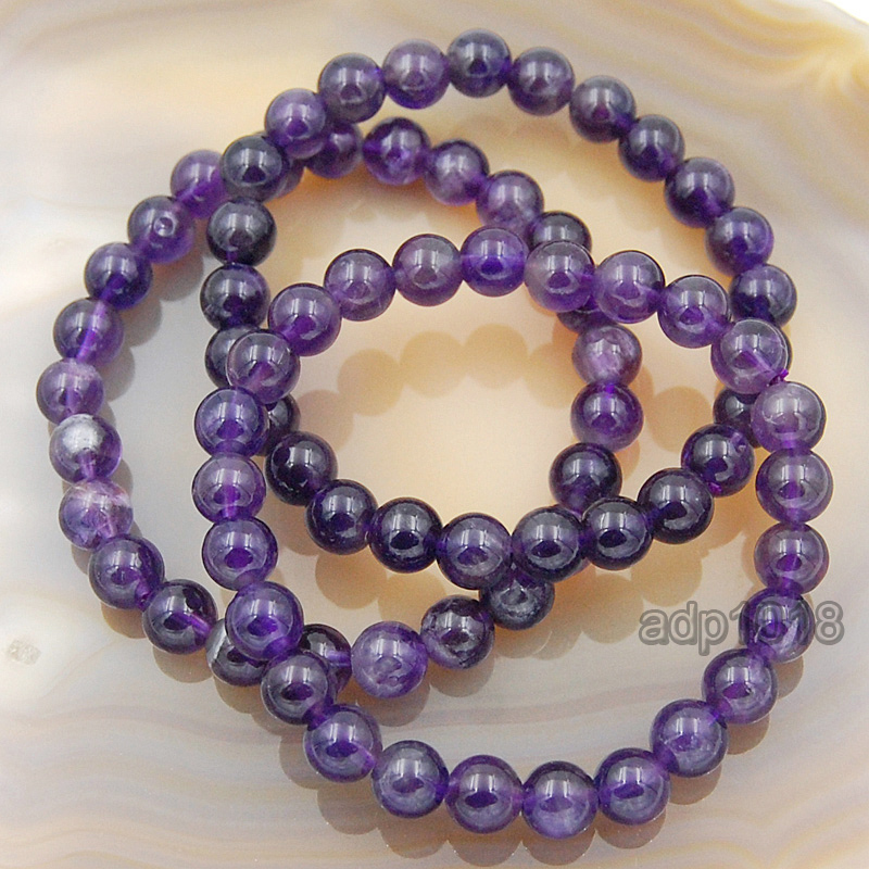 8mm Handmade Natural Gemstone Round Beads Stretchy Bracelets 7.5 inches ...