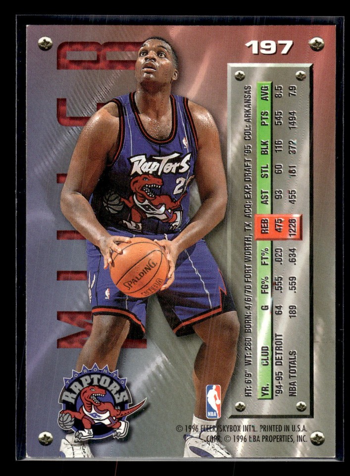1995 Fleer Metal #197 Oliver Miller Expansion Toronto Raptors Mint+ | eBay