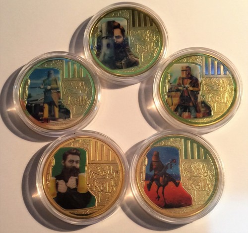 Set of 5 NED KELLY "Helmet Art" 1 Oz Coins, Finished in 24k 999 Gold ...