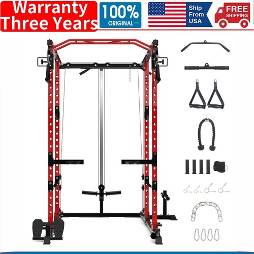 Power Cage 2000LBS Power Cage Squat Rack Squat Machine with Dip Bar ...