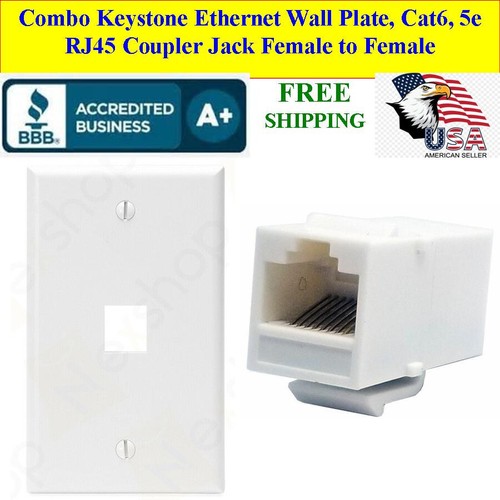 Combo Keystone Ethernet Wall Plate, Cat6, 5e RJ45 Coupler Jack Female ...