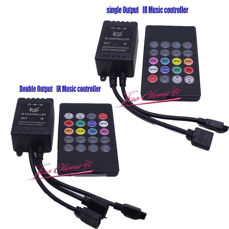 LED Music IR Controller 20key Remote Sound Sensor For 3528 5050 RGB LED ...