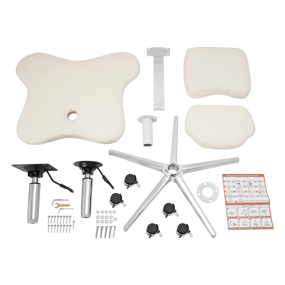 White Cross Legged Office Chair with Wheels - Modern Meditation Seat | eBay