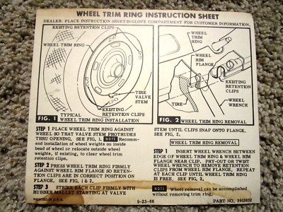 1967-1972 Chevelle Factory GM Original Wheel Trim Ring Instruction ...