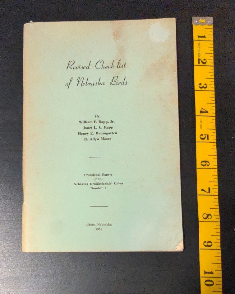 Revised Checklist Of Nebraska Birds Rapp Ornithologists Union Crete NE ...