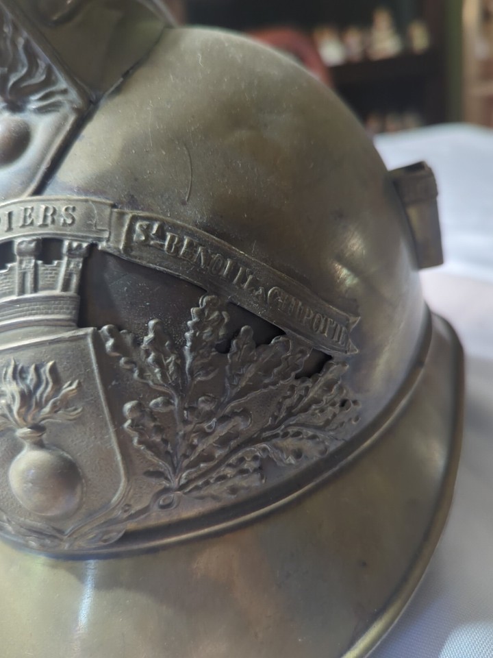 WW1 Period Adrian Style French Fire Brigade Brass Helmet 100% Original ...