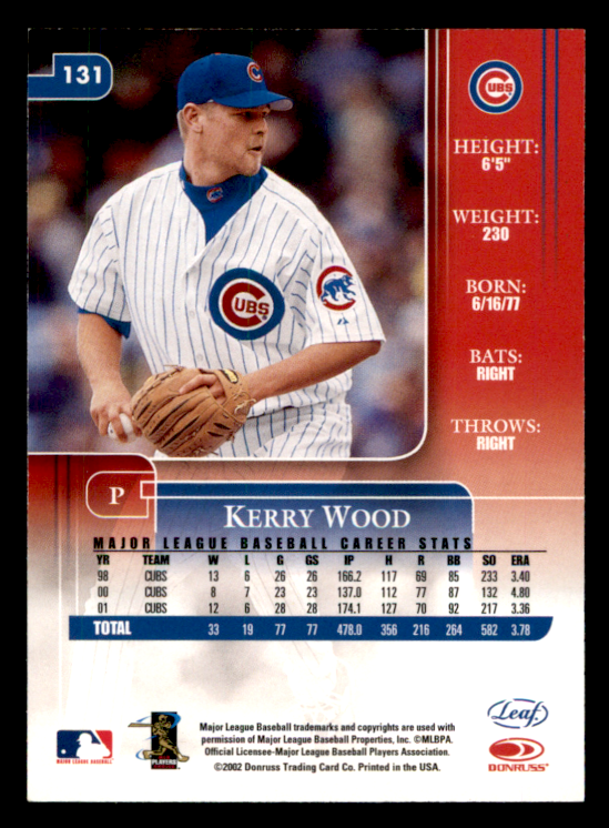 2002 Leaf Rookies & Stars Kerry Wood #131 Chicago Cubs | eBay