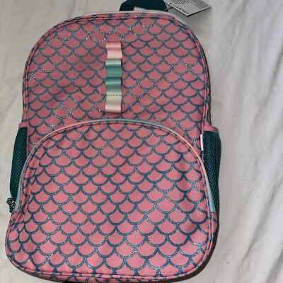 CRCKT ~ MERMAID ~ Pink/Teal Fabric Backpack ~ 3 Pockets ~ Padded Straps ...