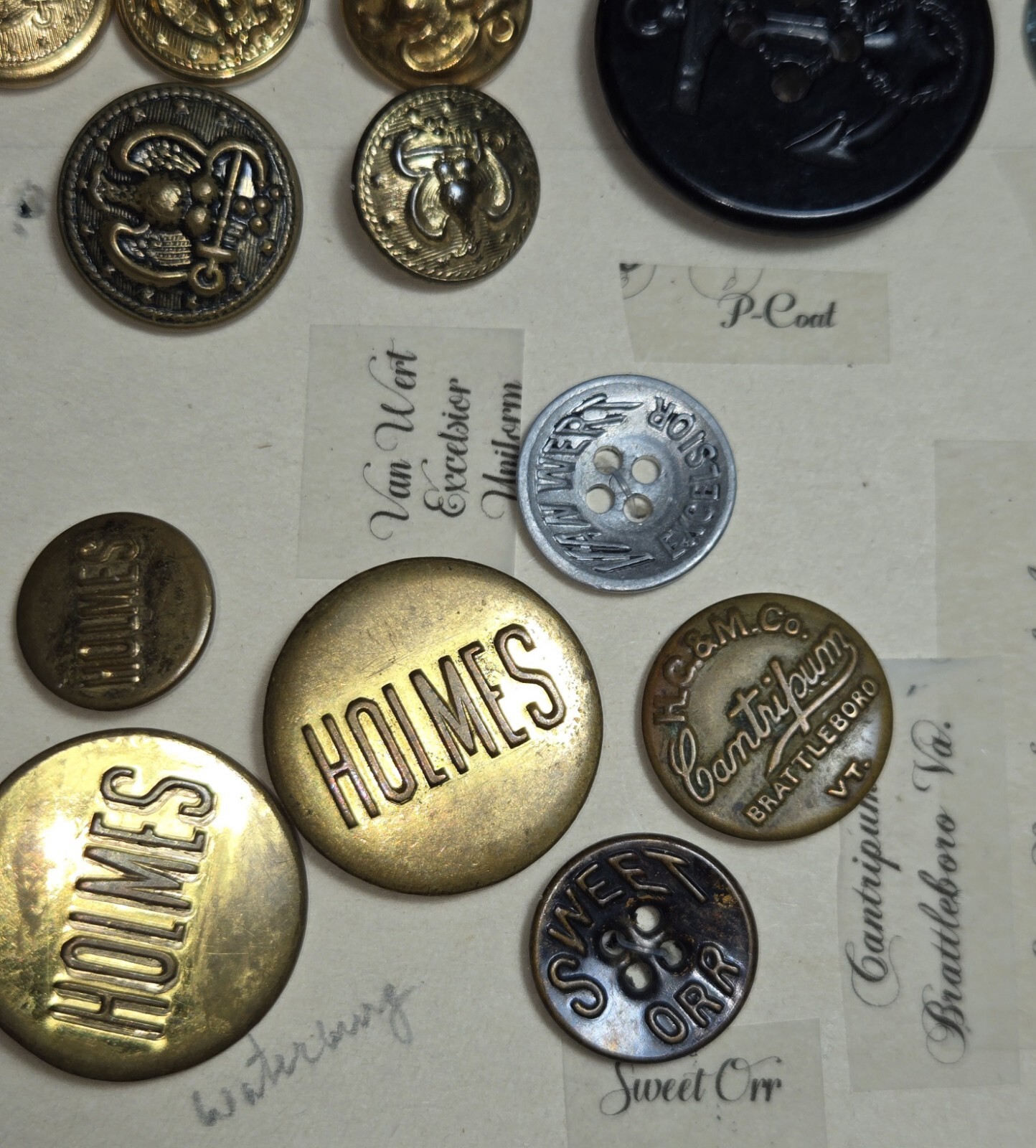 Card of 80 Antique Vintage Button Lot Uniform, Military, Work, Police ...