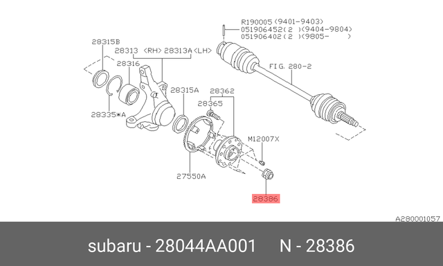 Genuine OE Nut (Axle) 28044AA001 For Subaru 28044-AA001 online kaufen ...