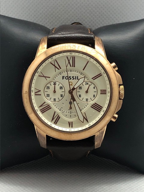 Fossil Q Ndw1 Men's Brown Leather Analog Cream Dial Quartz Genuine ...