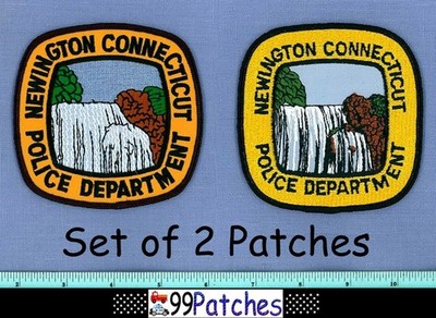 NEWINGTON (2 Patches LOT) CONNECTICUT Police Patch WATERFALL ROCK CLIFF ...