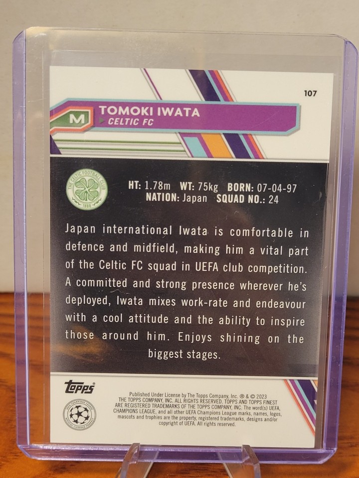 2022-23 Topps Finest UEFA Tomoki Iwata Rose Gold Speckle Refractor SP /50 Japan | eBay