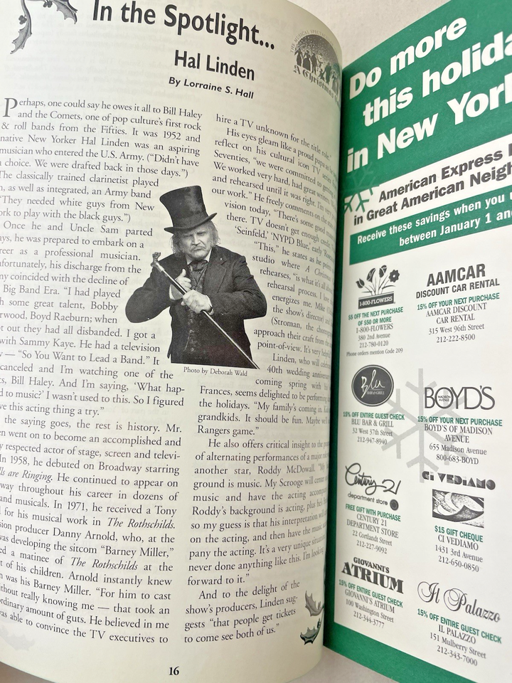 Christmas Carol Hal Linden Roddy McDowall Playbill/Coloring Book ...