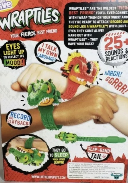 Little Live Pets Wraptiles Croxor Light up Eyes 25 Sounds Slap Band ...
