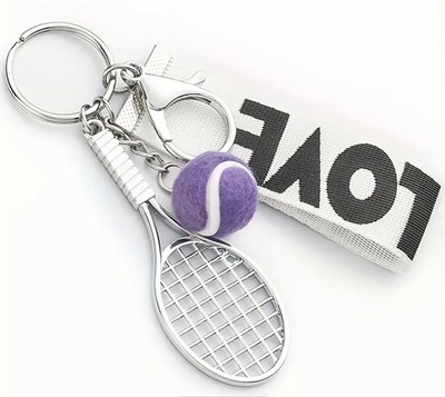 Tennis Ball Racquet Ribbon Key Ring NWT PVC Fun Gift US Open Tennis ...