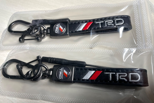 Genuine Leather Car Keychain Set fits Toyota TRD Key Ring Lanyard ...