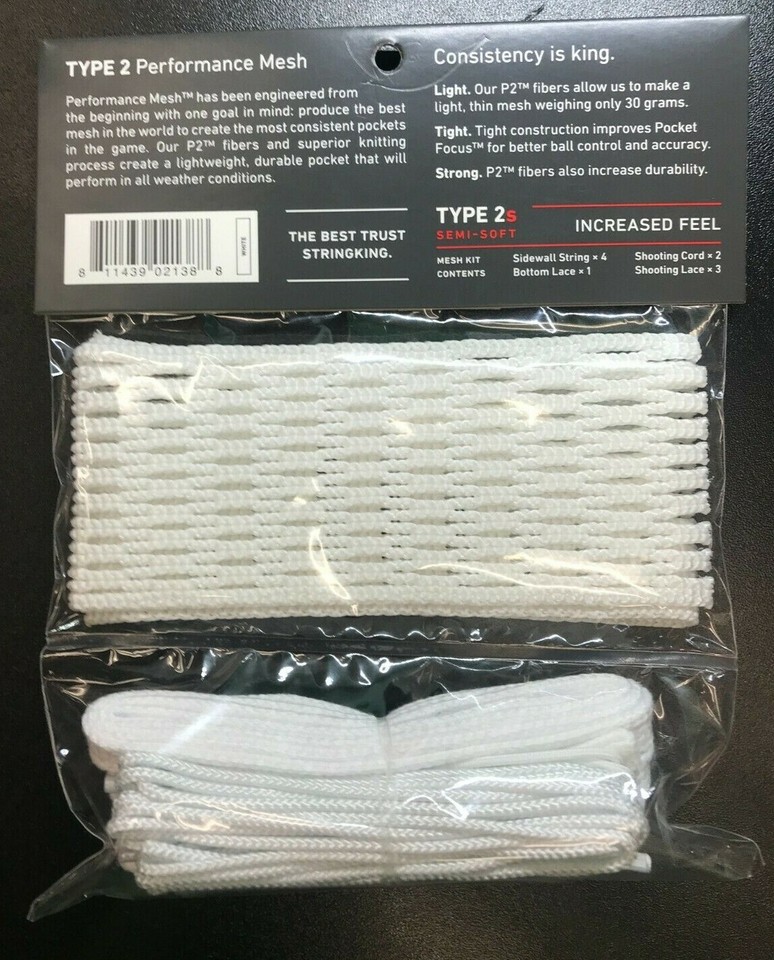 StringKing (1-Pack) Lacrosse Performance Mesh Type 2S KIT White STK-Type-2S-KIT- | eBay