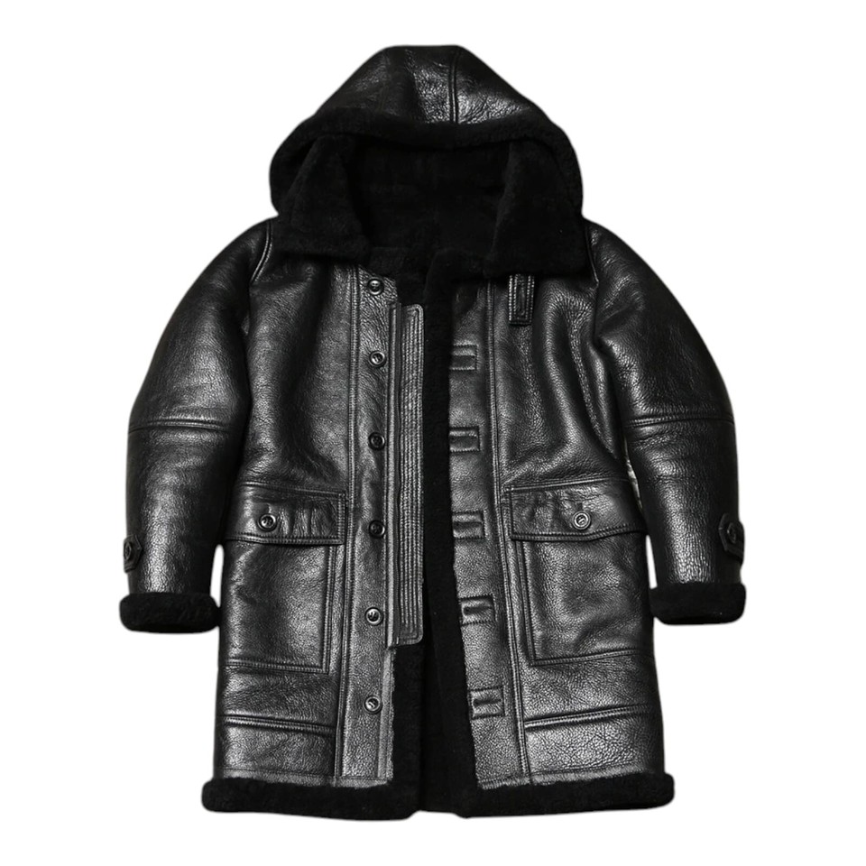 Men's B7 Flying Parka Shearling Black Sheepskin Raf Aviator Leather ...