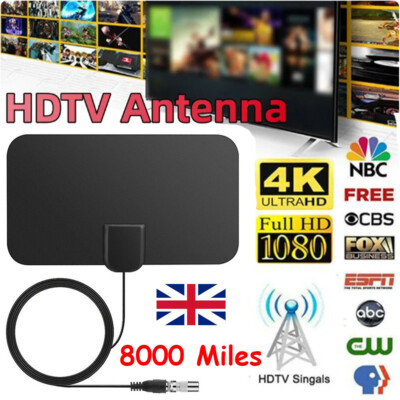 8000Miles Portable TV Antenna Indoor Outdoor Digital HD Freeview Aerial ...