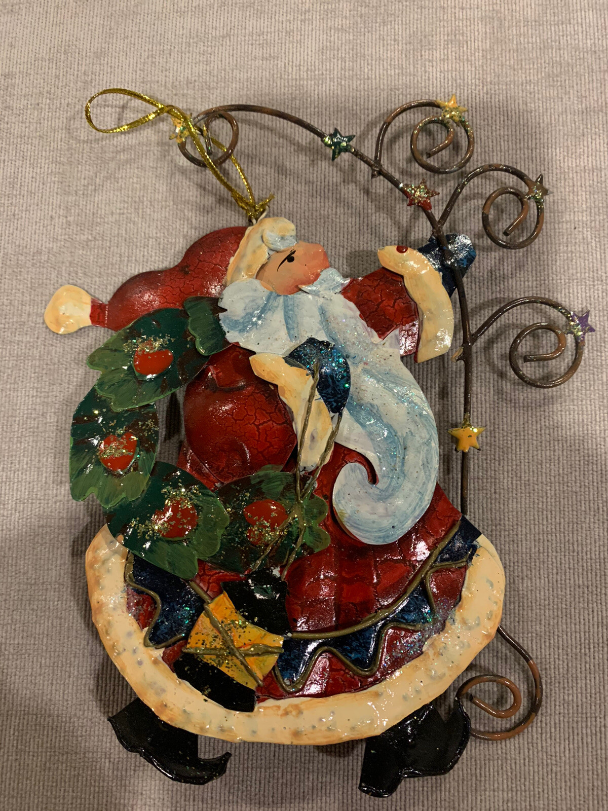 Vtg Metal Christmas Wall Santa Hanging/Ornament | eBay