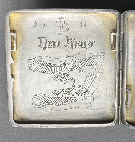 Zigarettenetui PLM Flieger Olt Fritz Otto Bernert mit Gravur "Dem ...