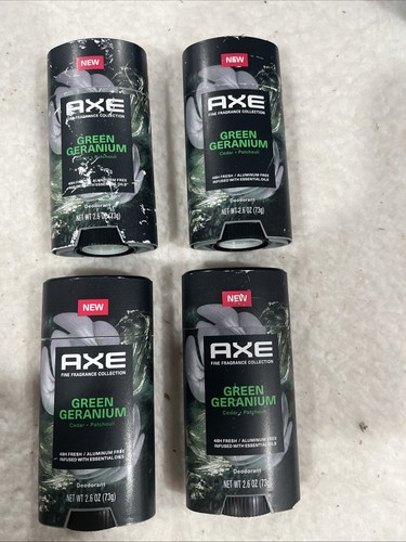 4 Axe Fine Fragrance Men’s Deodorant Aluminum Free Green Geranium Lot ...