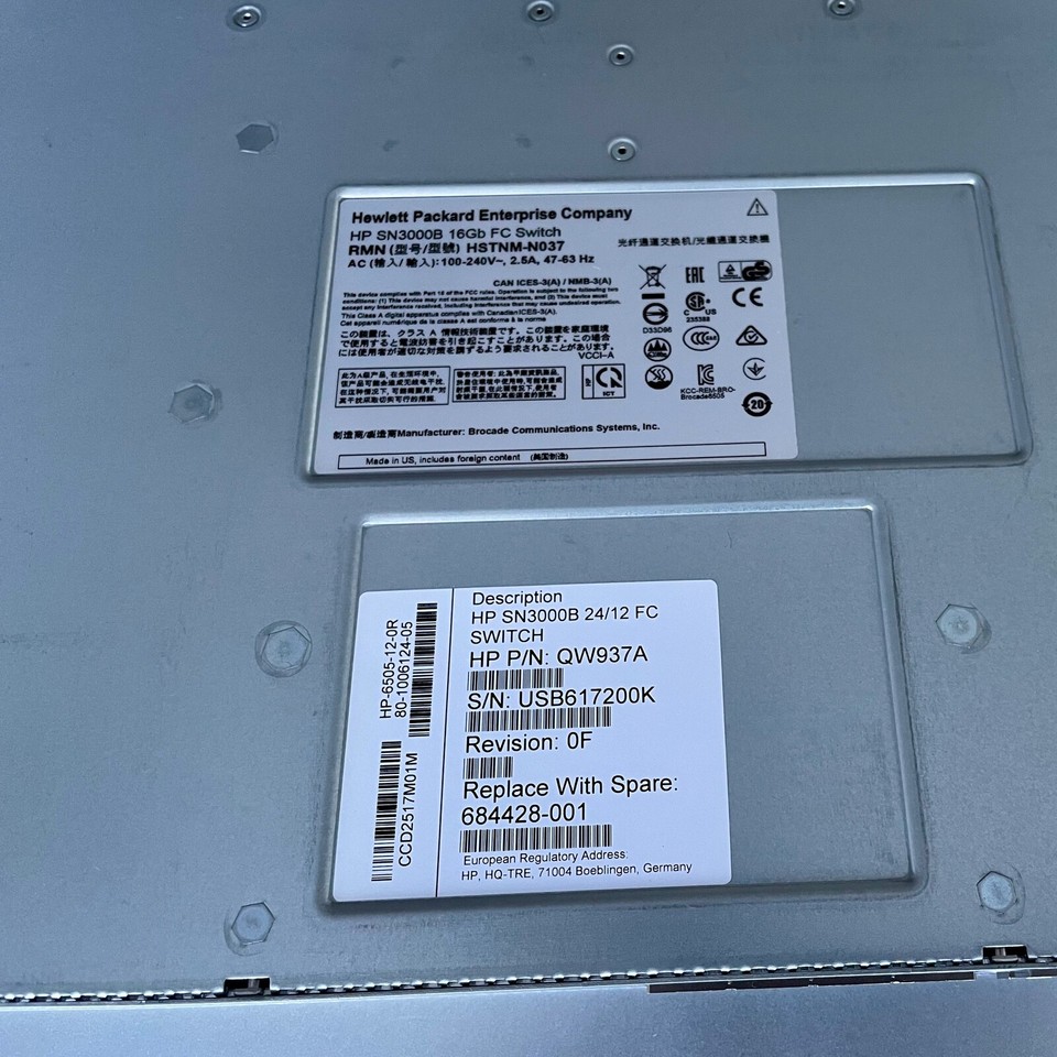 HP SN3000B Brocade 6505 16-Port Active 16Gb SFP+ FC SAN Switch QW937A ...