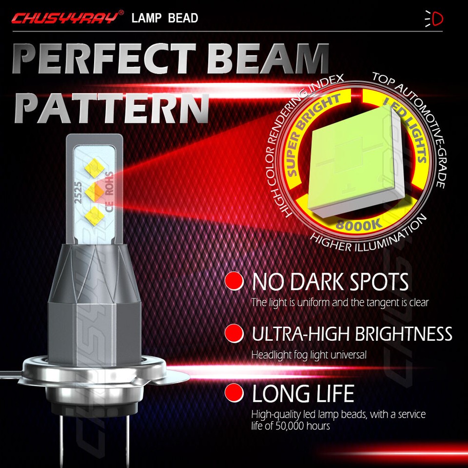 High Power HID LED Headlight H7 Bulbs for Yamaha YZF-R6 R6S 2003-2016 ...