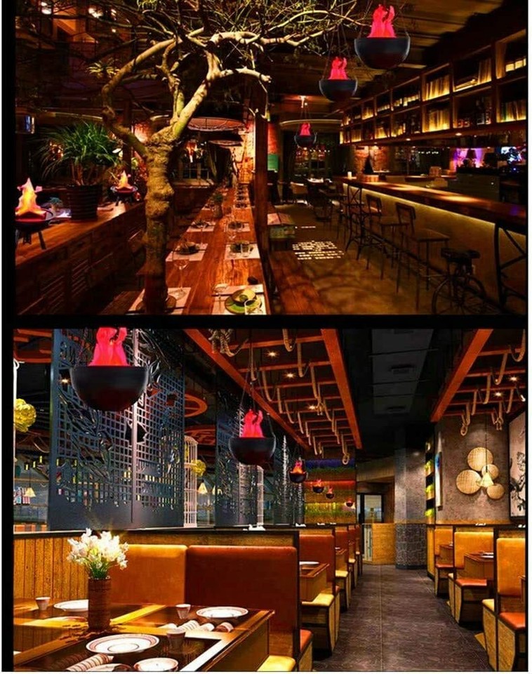 Hanging Flame Light Great Halloween Decoration Lamp LED Fake Fire Light ...