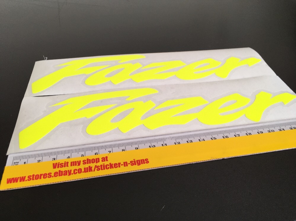 2x Fluro Yellow Fazer 220mm X 60mm Stickers Most Colours | eBay